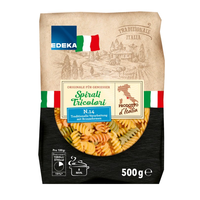 Edeka Spirali Tricolori Italia / Tri color Spiral Pasta 500g | Shopee ...