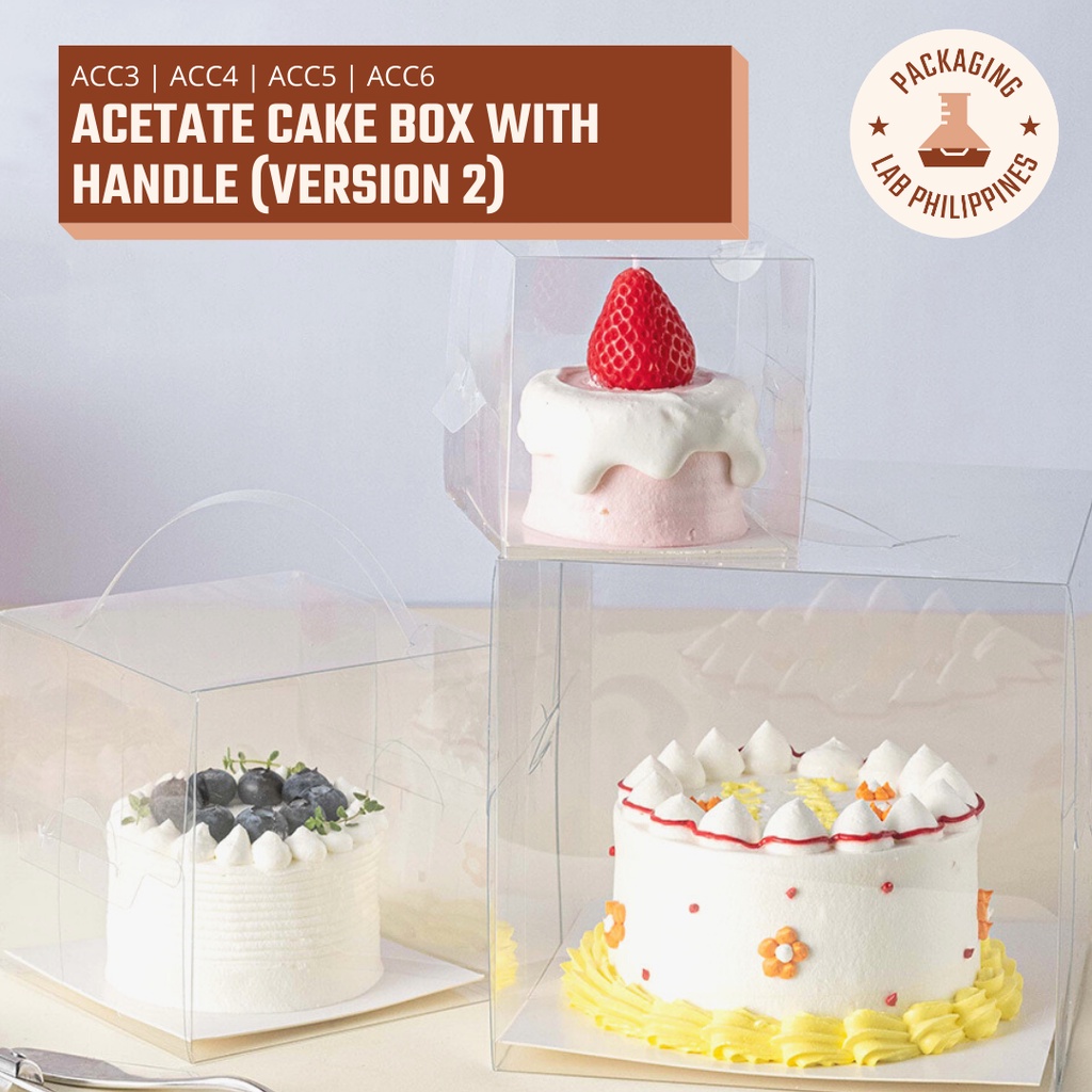 [10pcs] ACETATE CAKE BOX WITH HANDLE (Version 2) | Shopee Philippines