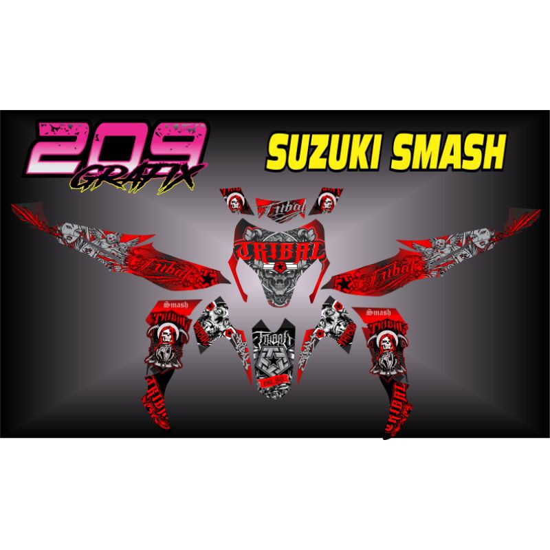 Suzuki smash 115 decals red tribal | Shopee Philippines