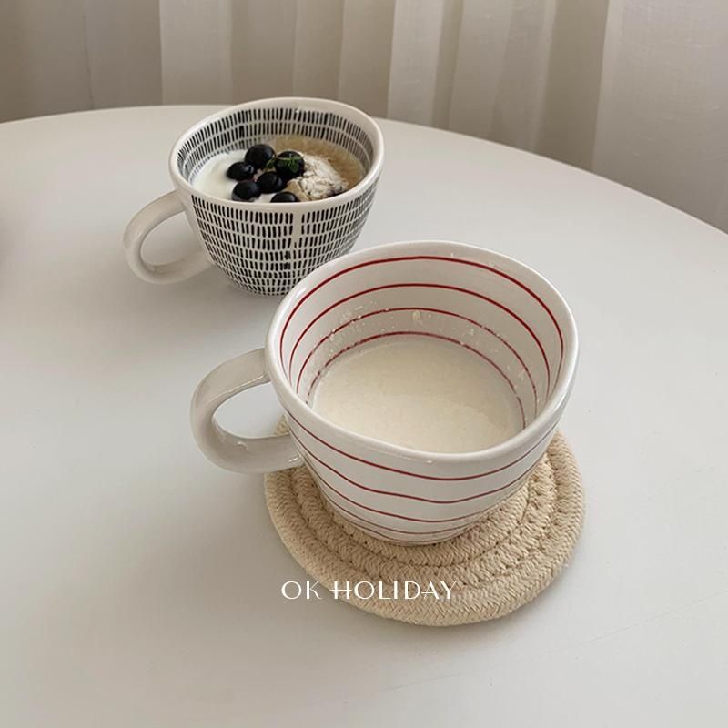 ins Japanese Style Hand Pinch Irregular Ceramic Mug Oatmeal Cup ...
