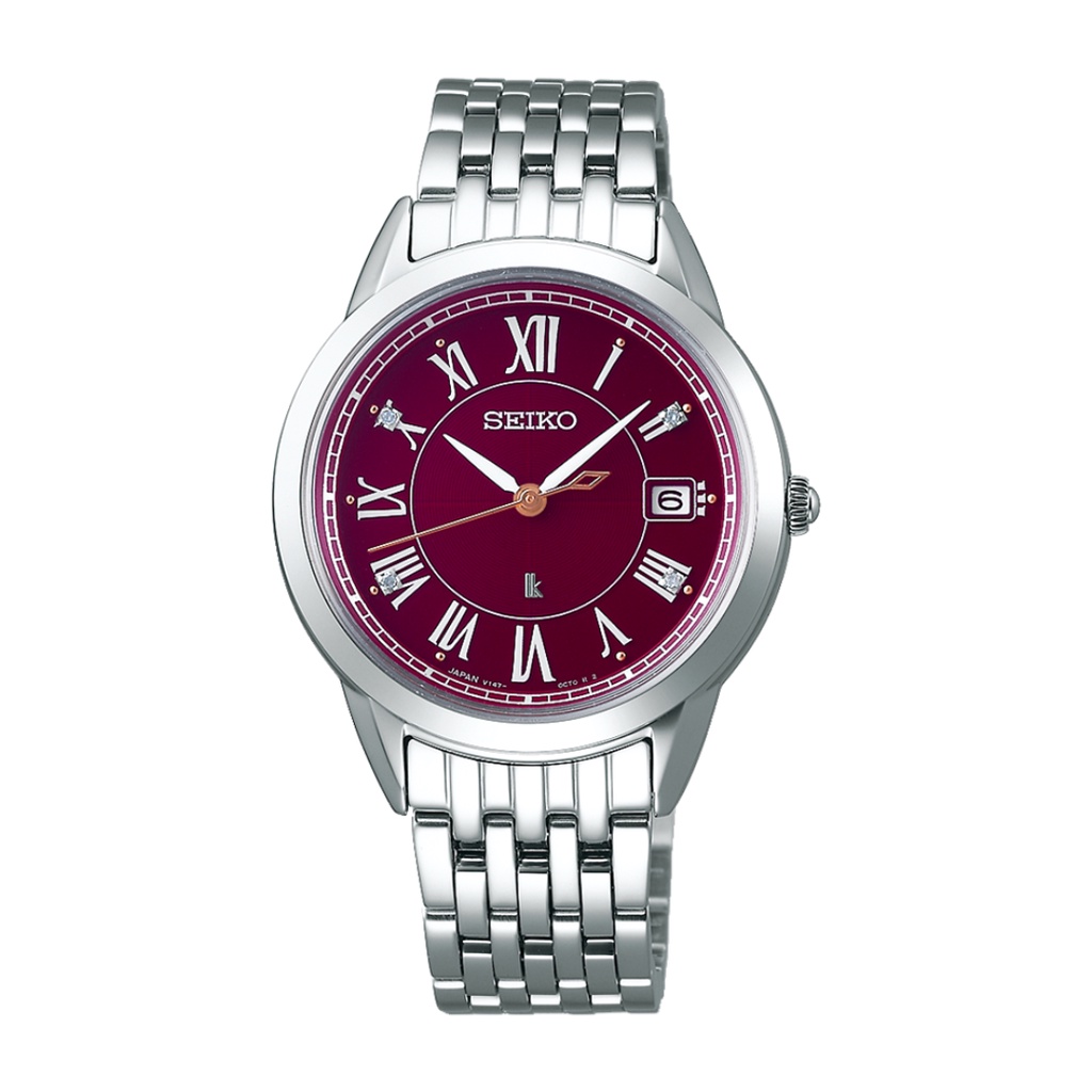 SEIKO LUKIA Red Dial SUT393J1 Stainless Steel Strap Women's Solar Watch ...