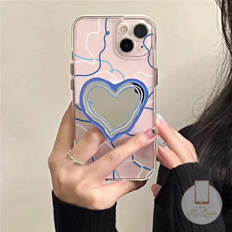 Cute Love Heart Make Up Mirror Bracket Phone Grip Korea Holder Ring ...