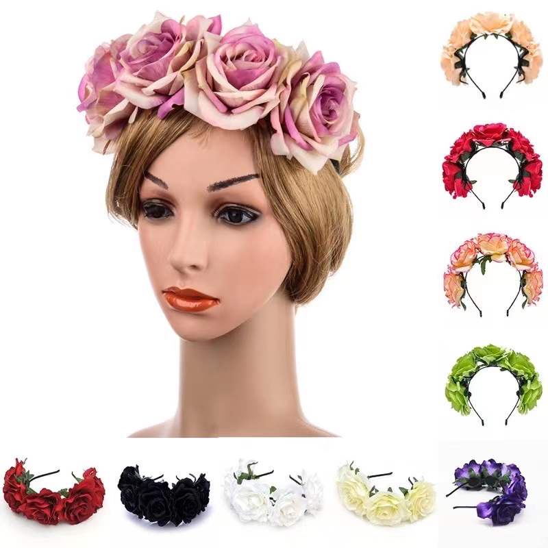 Fashion Boutique new Hair accessories Floral Crown Rose Flower Headban ...