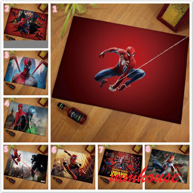 Spiderman Flannel Bath Cartoon Mat Toilet Carpet Door Mat Bathroom Rug ...