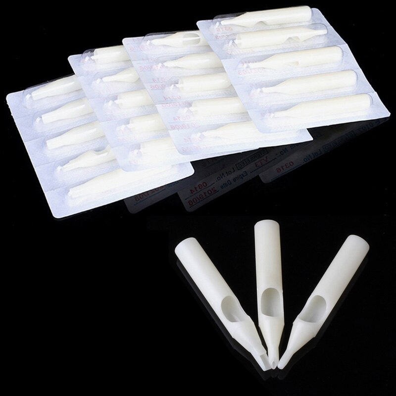 50Pcs Disposable Tattoo Tips White Color Sterile Nozzle Tip Tattoo ...