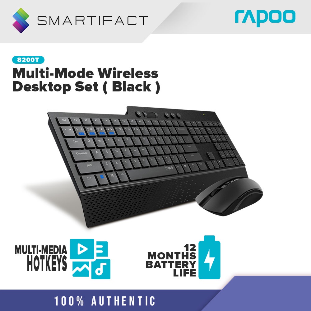 [NEW MODEL]RAPOO 8200T Bluetooth 3.0 Multi-mode 2.4G Wireless Keyboard ...
