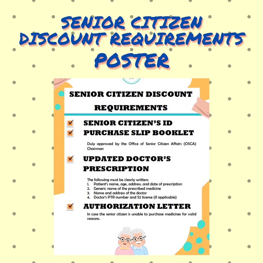 Senior Citizen Requirements Tarp and Laminated Poster CLEAR FONT ...