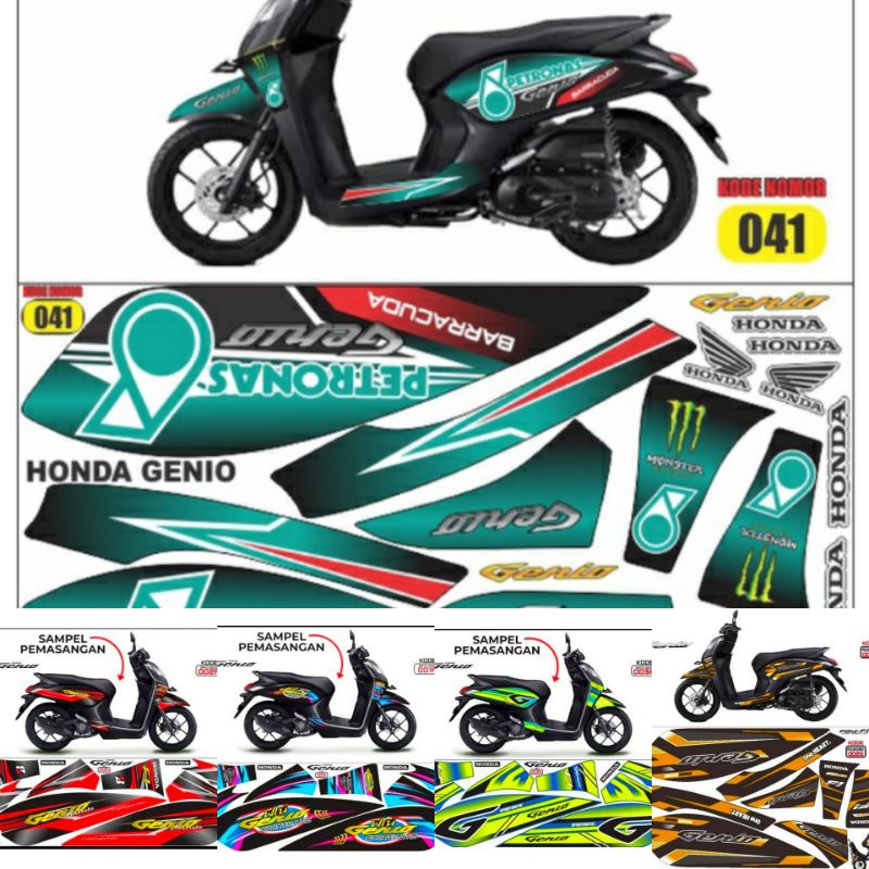 Honda Genio 125 FI trim sticker striping, Thai Petronas graphic decal ...