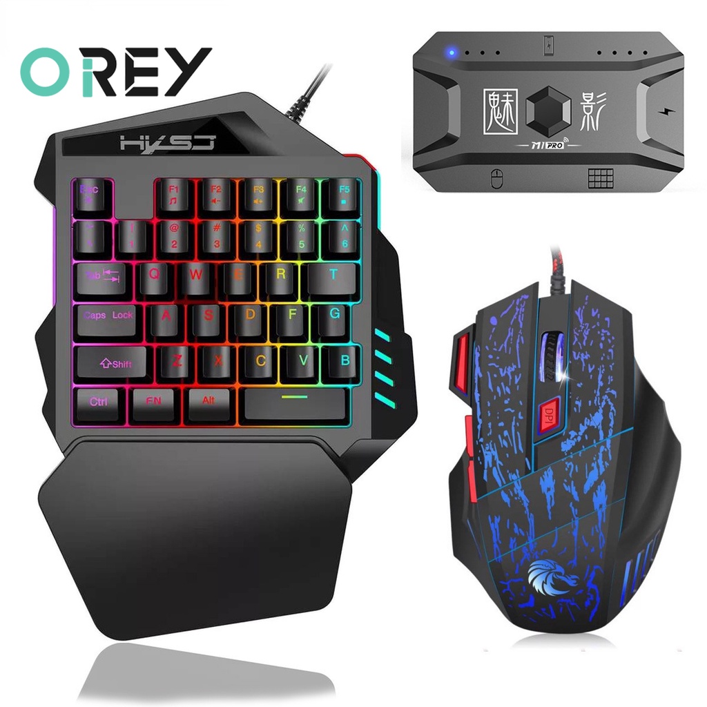 One-Handed Keyboard Mouse Set 35 Keys Wired Gaming Backlit Mini Gaming ...