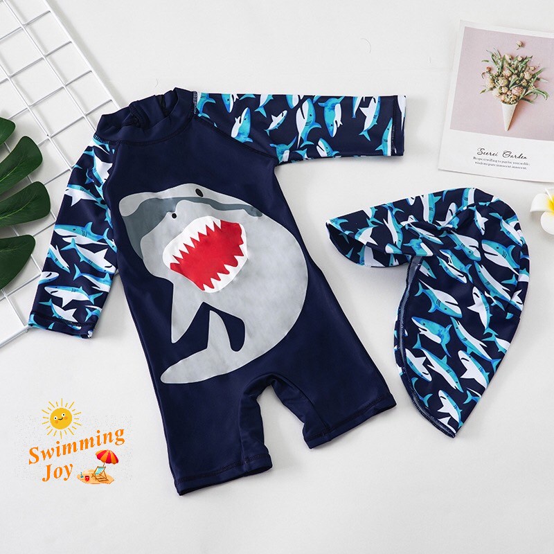 Swimming Joy - Boys Swimsuit UPF 50+ Set Includes Cute Baby Hat Big ...