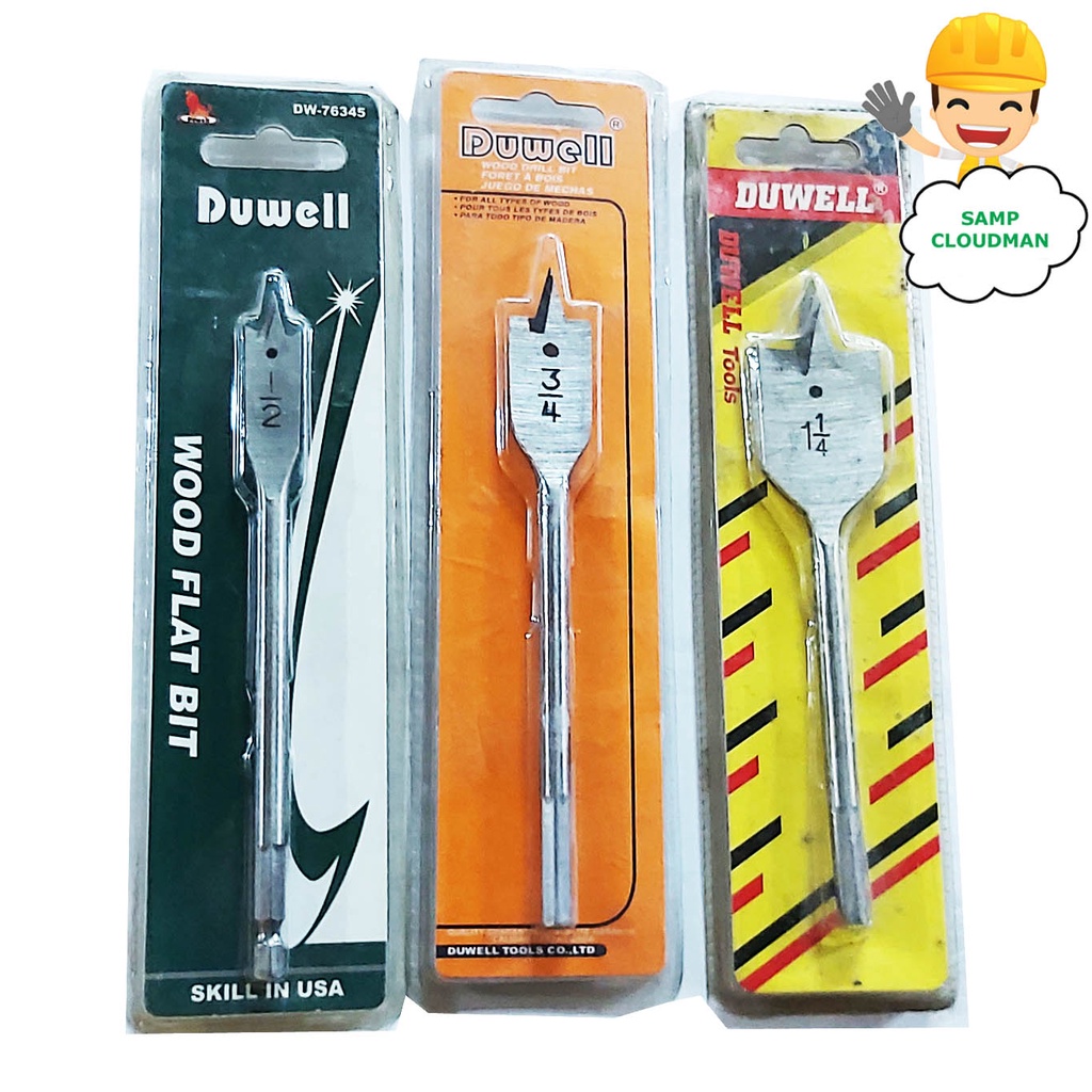 Wood Flat Bit 1/2" 3/4" 1" 1-1/4" Wood Drill Bits Hole Boring | Shopee ...