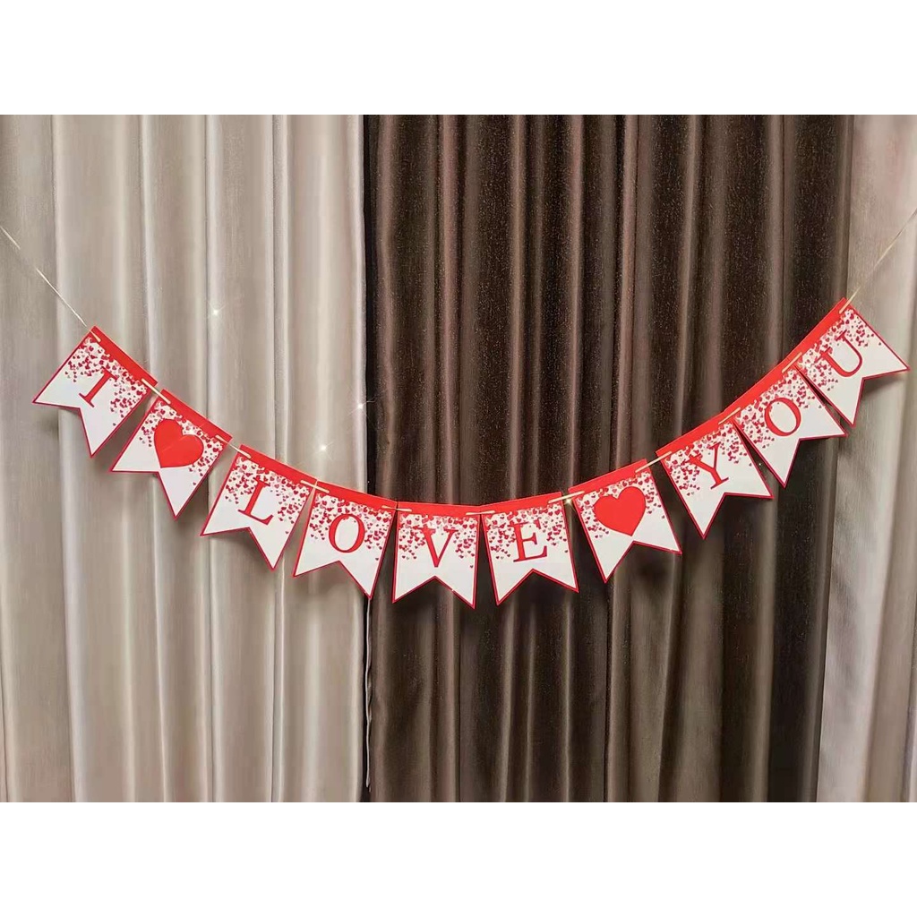 I LOVE YOU Red heart point Valentine's day Wedding love party ...