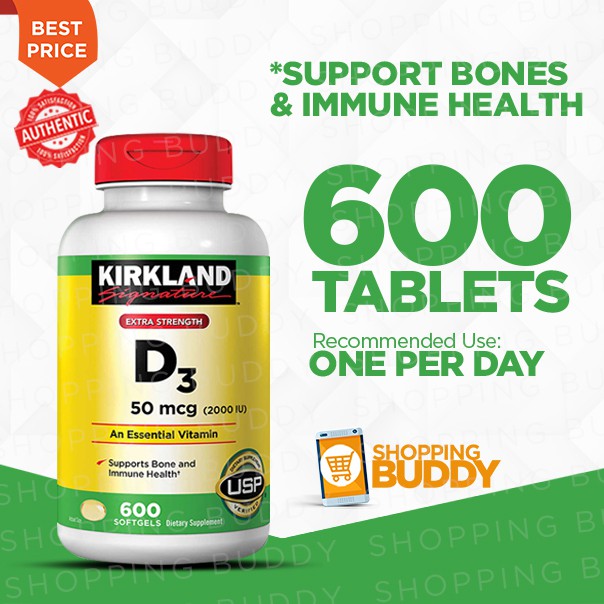 600 Softgels - Kirkland Vitamin D3 (2000 IU) | Shopee Philippines
