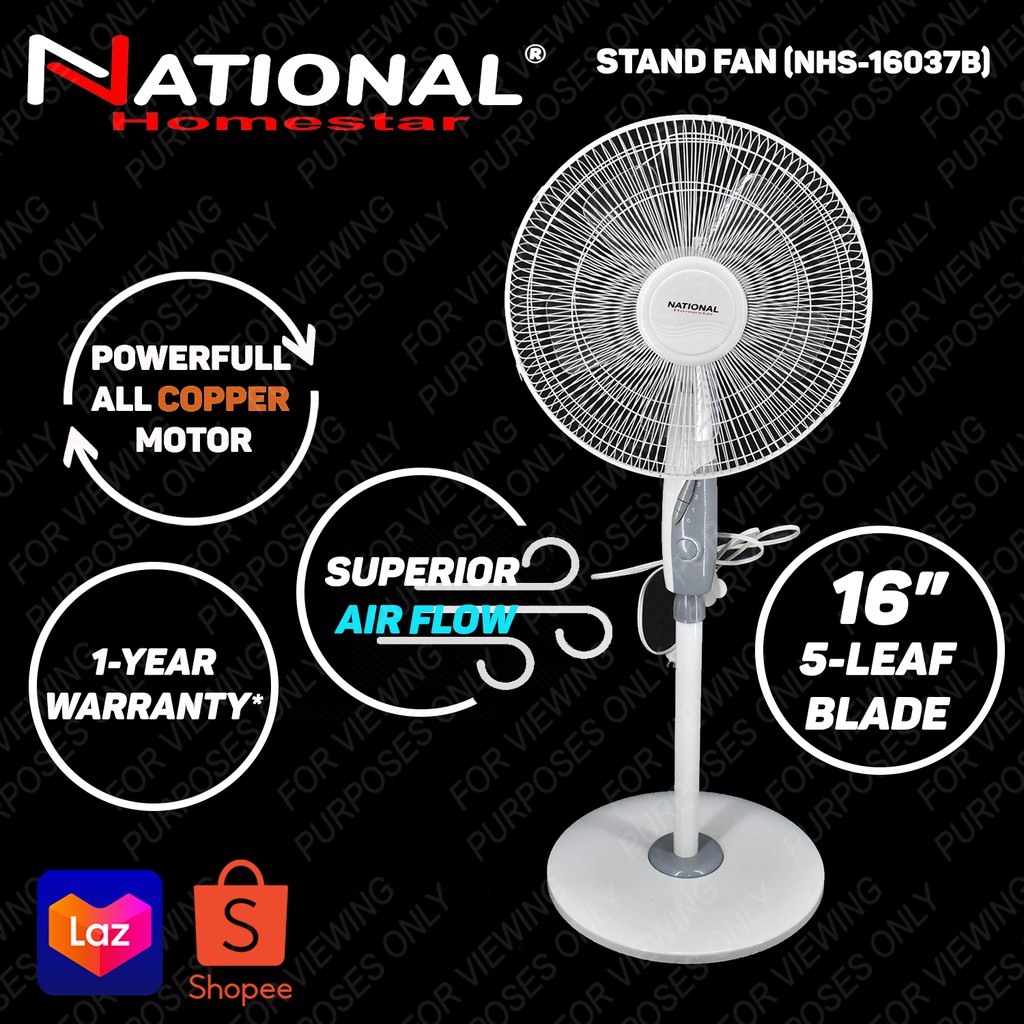 National Homestar 16" 5-Leaf Blade Stand Fan (NHS-16037B) | Shopee ...