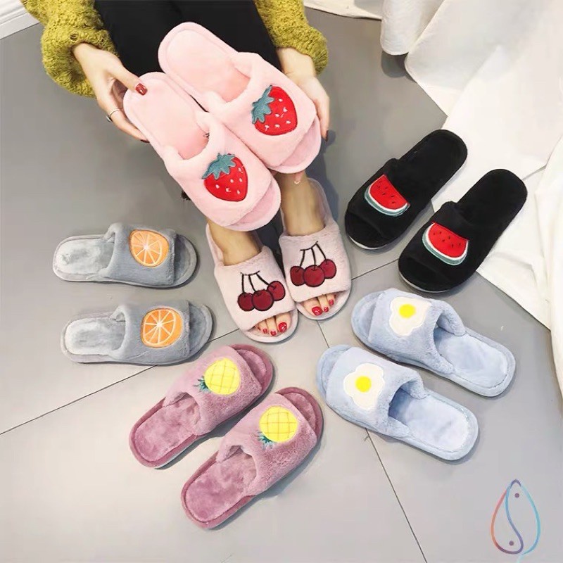 Winter Fruit Plush Cotton Serie slippers fluffy soft Indoor bedroom ...
