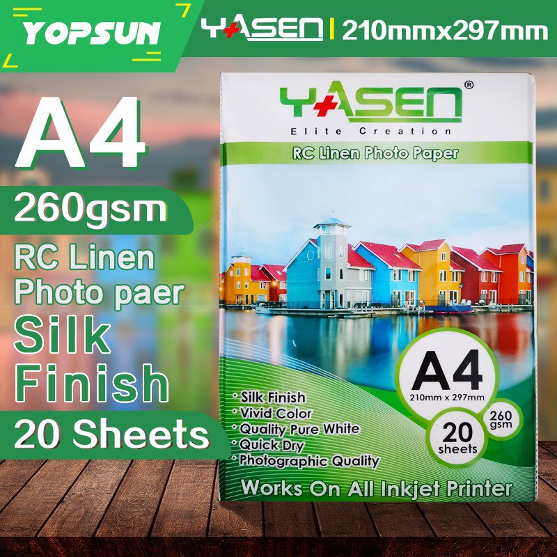 Yasen RC Linen (Woven)Photo Paper A4 /5R/4R/3R 260gsm 20Sheets | Shopee ...