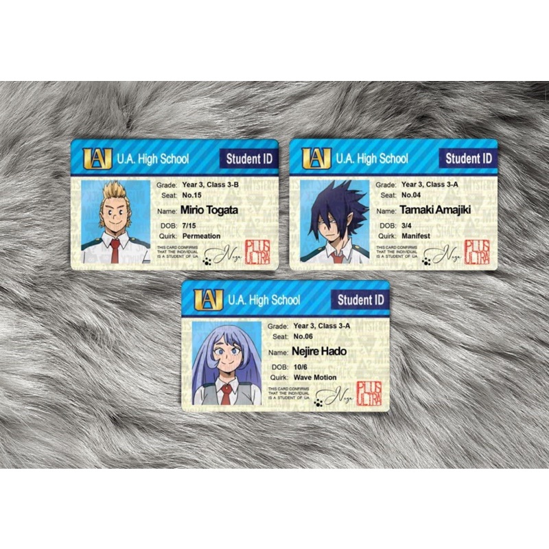 My Hero Academia Class 1-B and Big-3 Student ID (Photocard/PVC ...