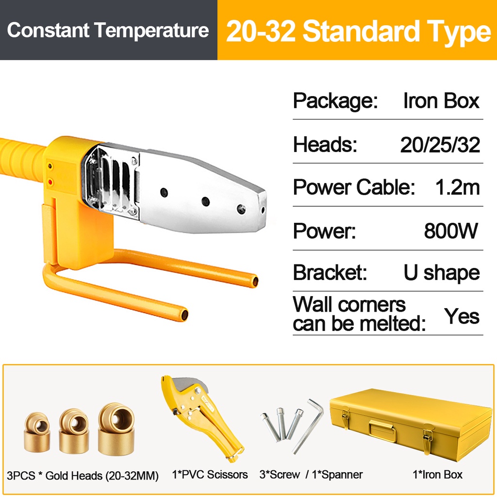 【Free PPR CUTTER+Iron Case】1000W Plastic Pipes fusion Machine Heavy ...