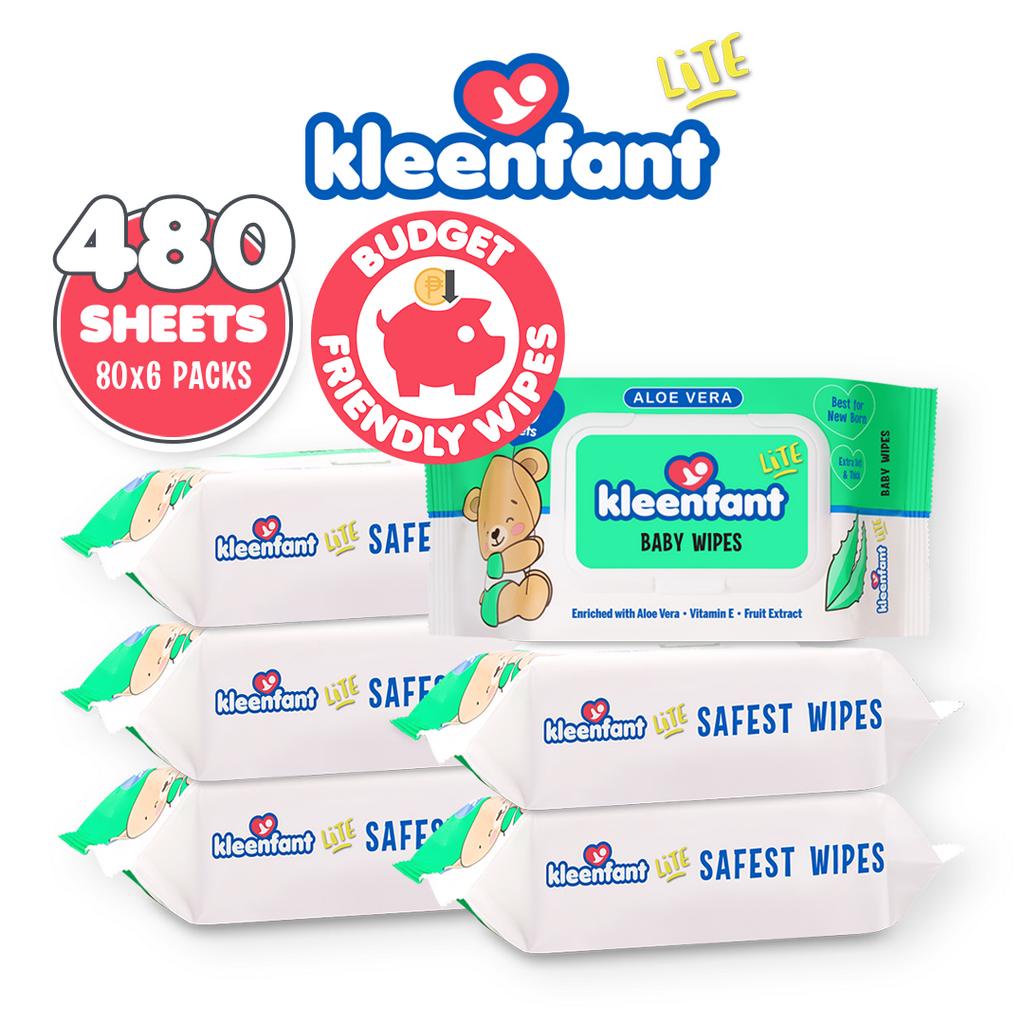 BabyPal Kleenfant Lite Aloe Vera 80 sheets 6 Packs Baby Wipes for ...