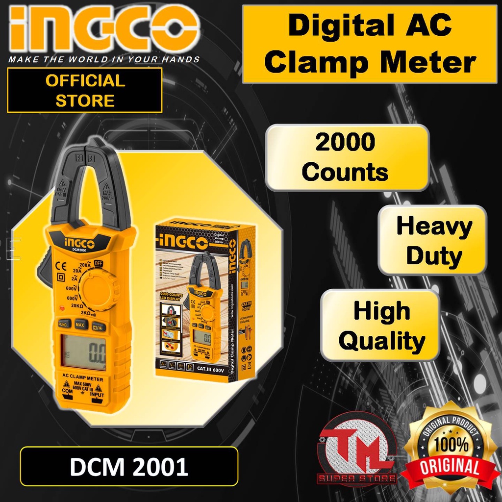 INGCO Digital AC Clamp Meter DCM 2001 • Tm ss | Shopee Philippines
