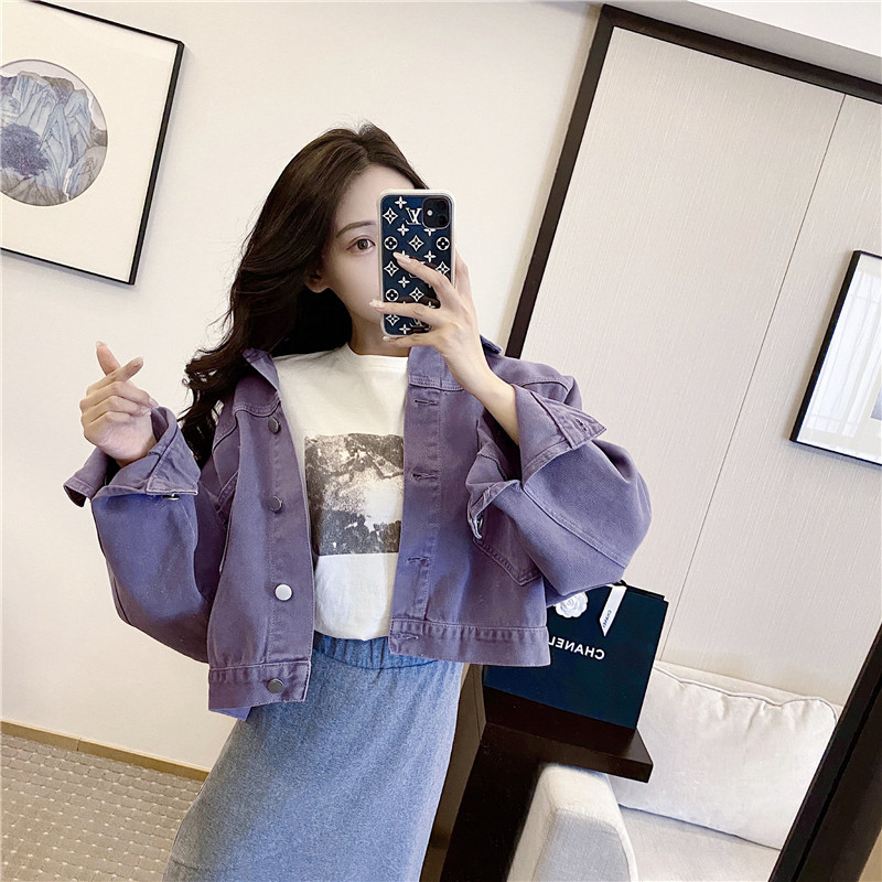 New Oversized Purple Denim Jacket Women's Loose Korean Version Plus ...