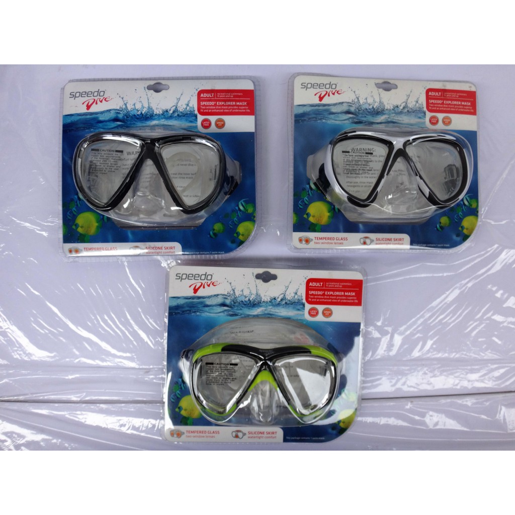 Speedo Dive Swim Snorkel Mask Adult Explorer White Black Yellow NewUSA ...