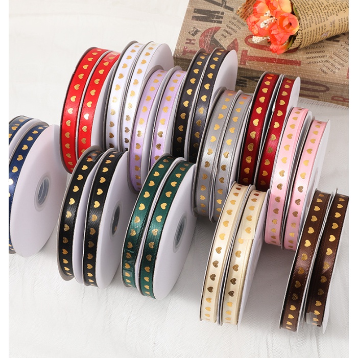 QJOQ.ph | 1cm/5yards | bronzing love ribbon flowers bouquet packaging ...