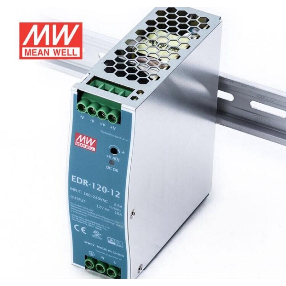 Mean Well EDR-120-12 meanwell 12V DC 10A 120W Single Output Industrial DIN RAIL Power Supply ...
