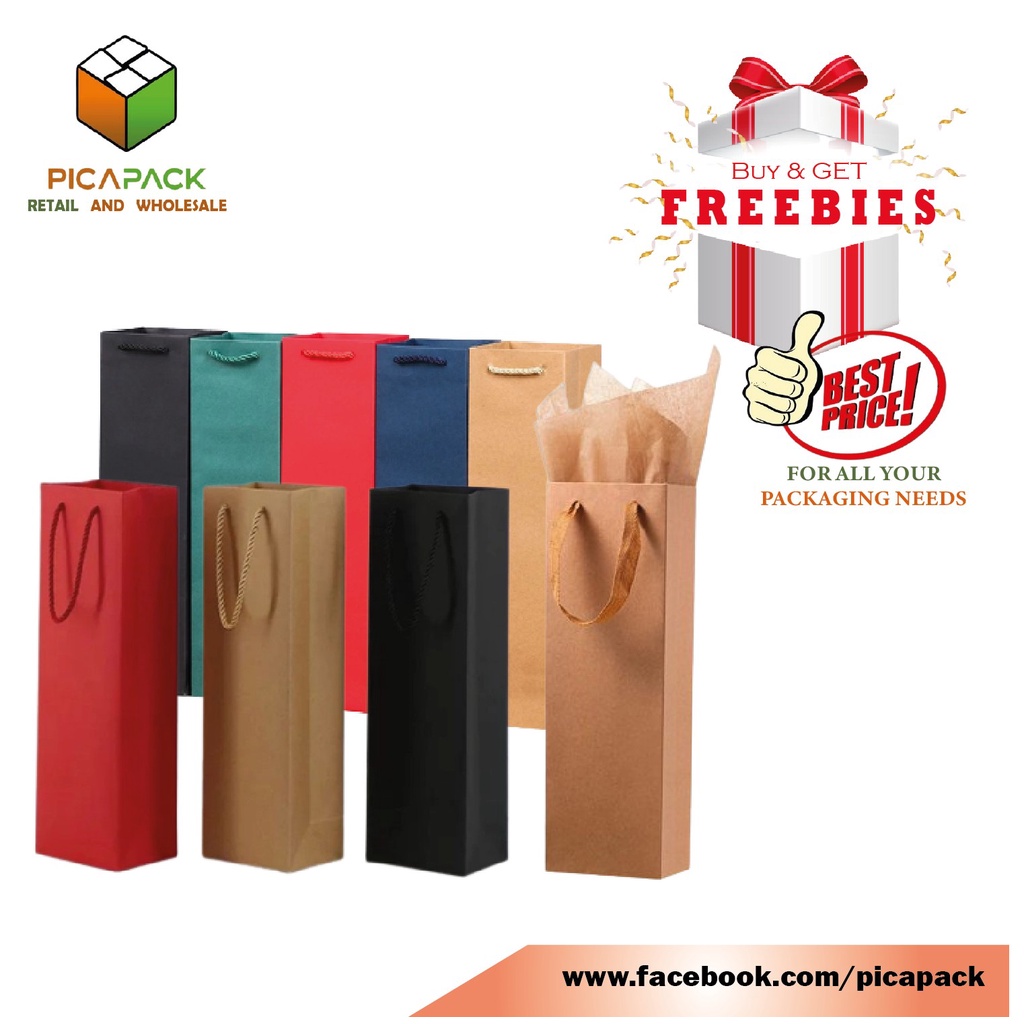 [20pcs] Premium Quality Wine Paper Bag for Giveaways Flower paper bag ...