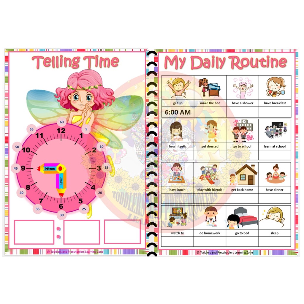 Time and Daily Routine Charts | 2 in 1 | A4 size | Comb bind | Shopee ...