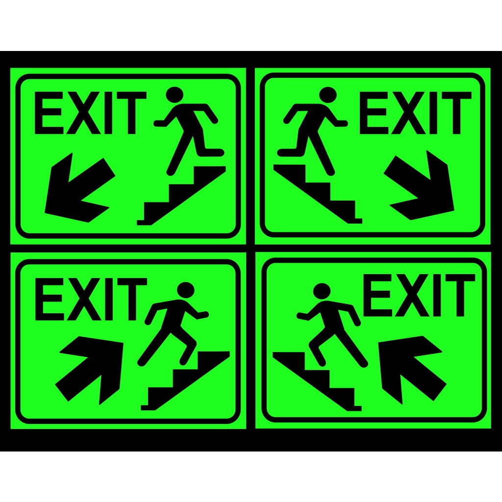 Luminous Exit Stair Arrow Sign Glow in the Dark Cut Out Luminous ...