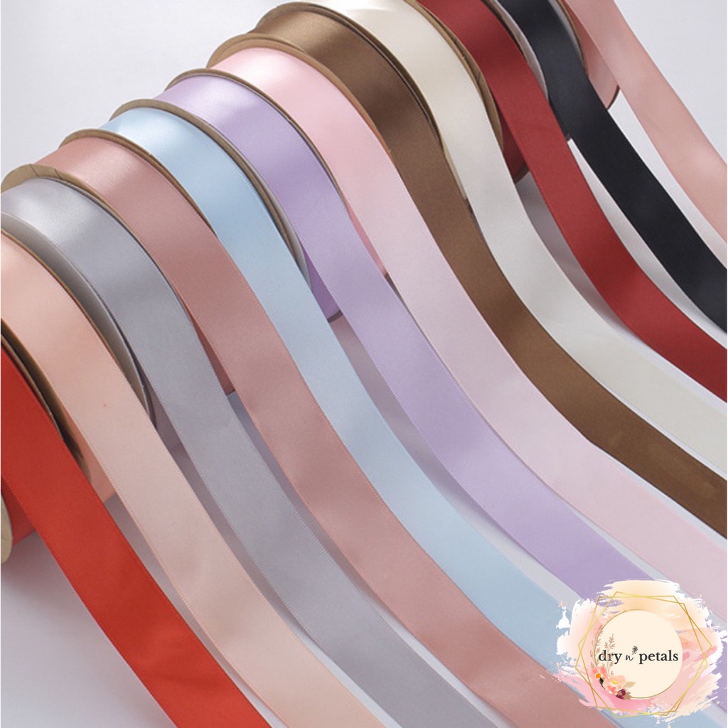 2.5cm Plain Satin Ribbon (4 meters) For Bouquets Party Decor Hat Making ...