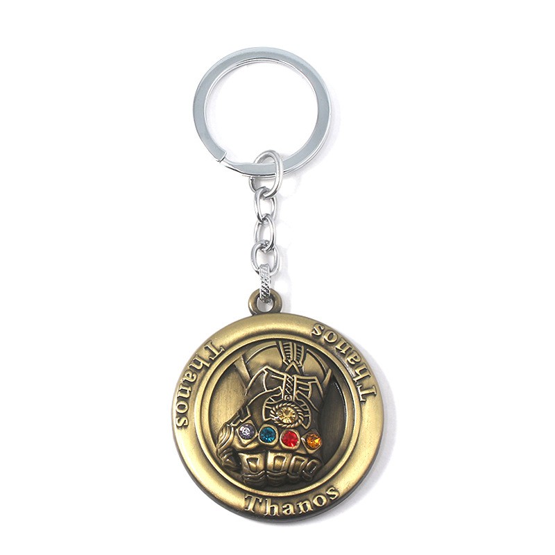 Marvel Captain America Shield Thanos Thor's Hammer Spider Iron Man Rotating Keychain ...