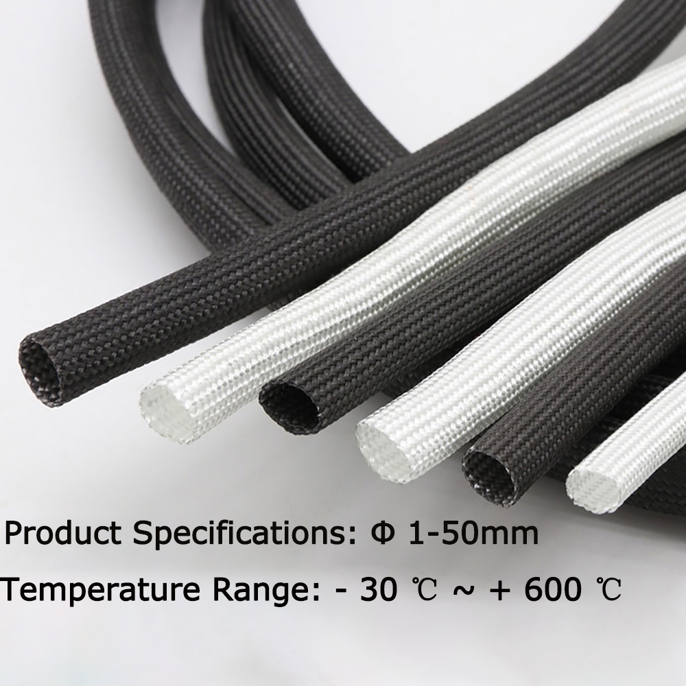 1M White 600°C High Temperature Braided Soft Fiber Tubing Insulation ...
