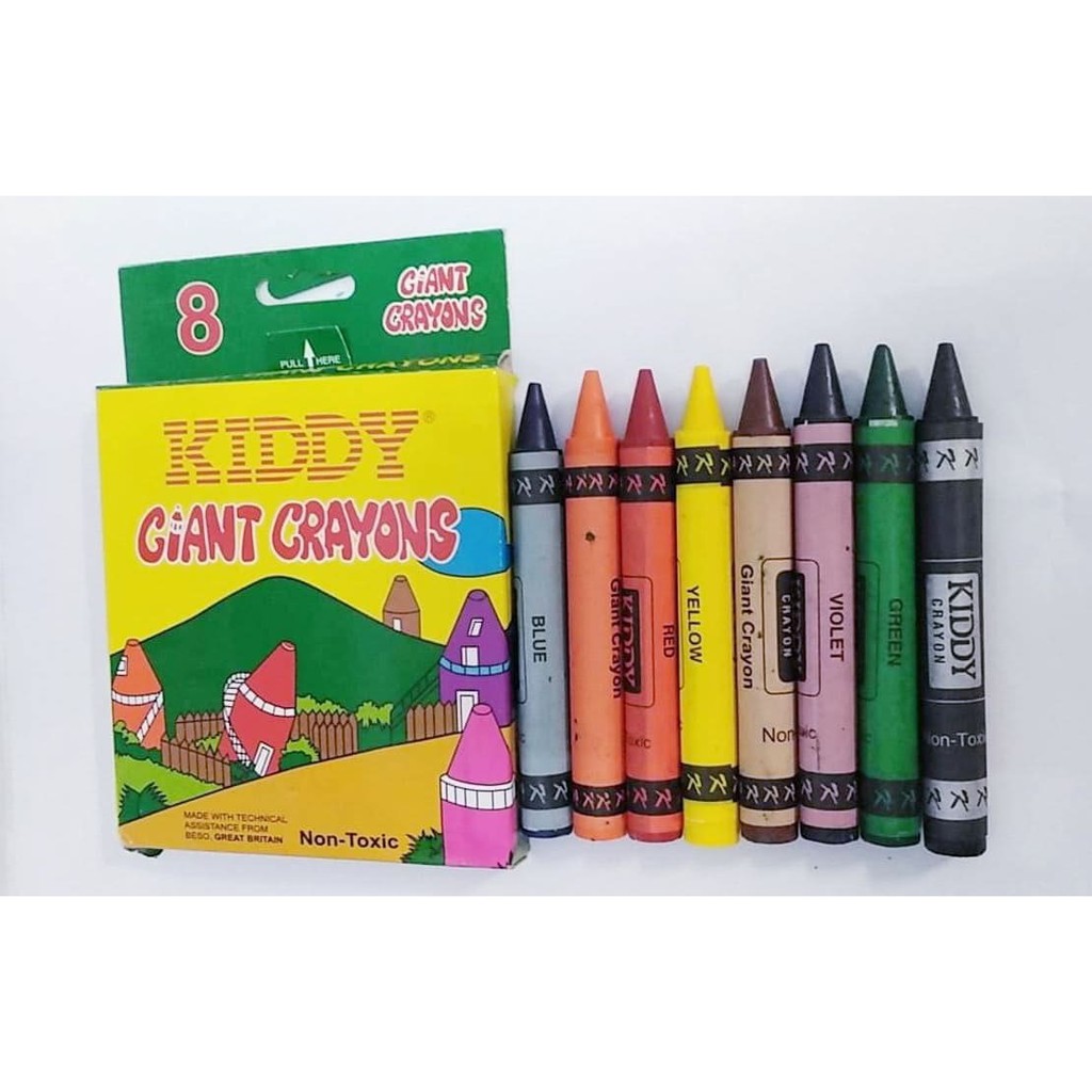 Kiddy crayons - Giant/Big size 8 and 12 colors Affordable | Shopee ...