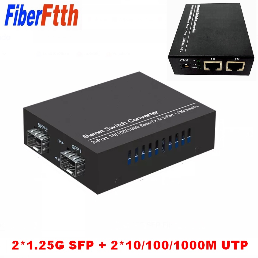 Ethernet Fiber Optical 2 SFP fiber Port 2 RJ45 2 UTP 10/100/1000M Media ...