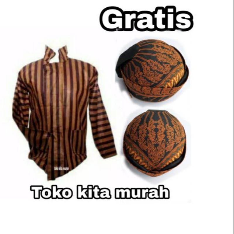Custom Javanese Surjan Lurik Shirt Free Blangkon solo / beskap Javanese ...