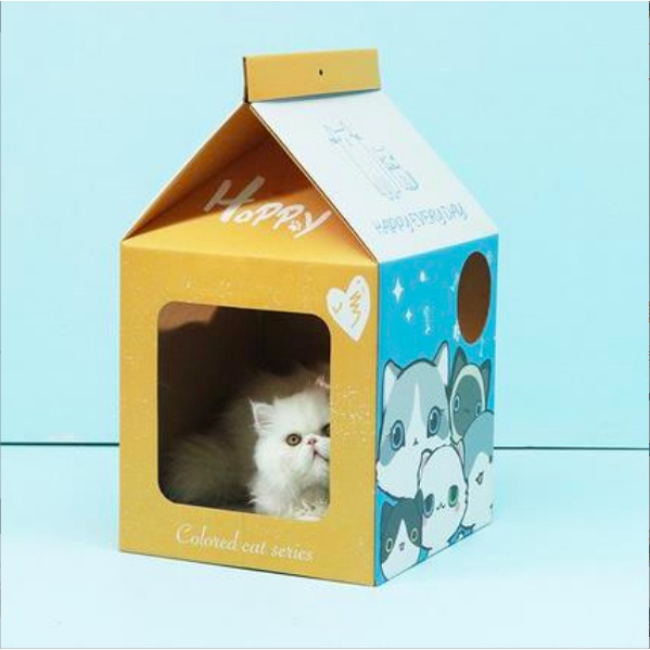 Cat Corrugated Milk box Corrugated Paper Scratcher nest house cat milk ...