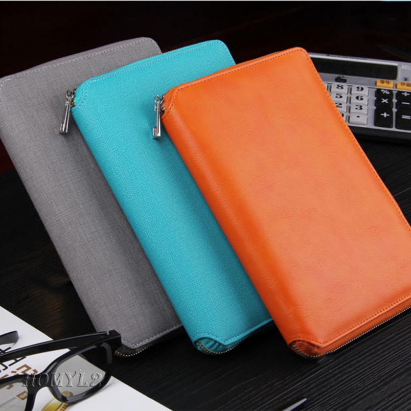 A 6Leather Zipper Padfolio Folder Business Writing Notebook Organizer ...