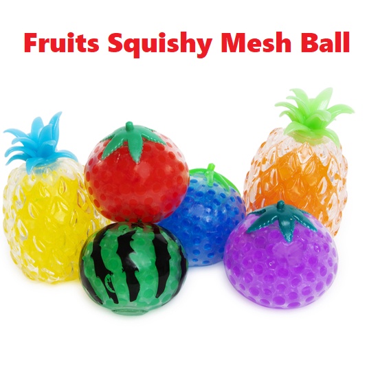 STSF Rainbow Fruit Fidget Mesh Ball Anti Stress Relief Sensory Bead ...