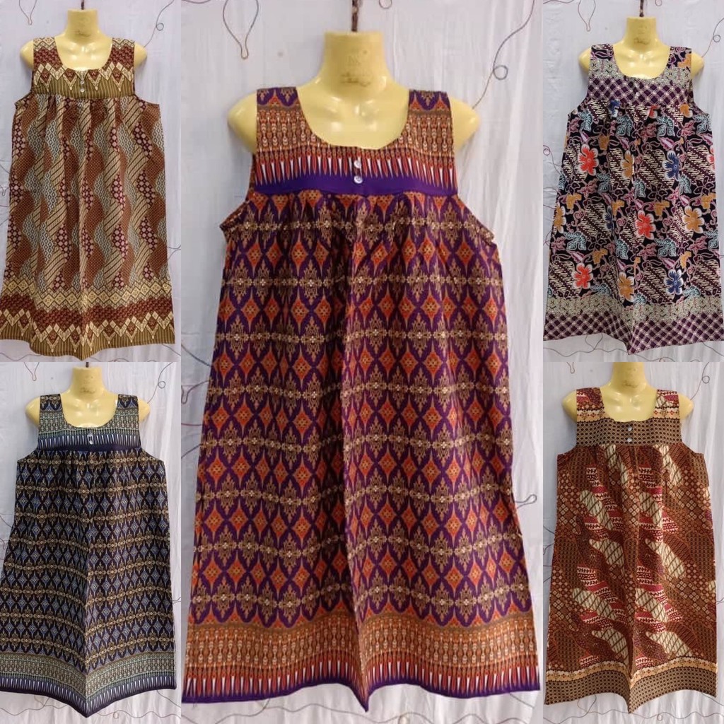 LARGE Jakarta Cotton Batik Sleeveless Duster Dress Summer Pambahay ...