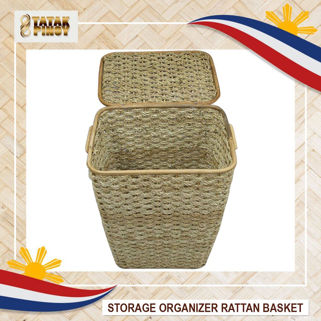 TATAK PINOY Rattan Basket Storage Baskets Shelf Organizer Container ...