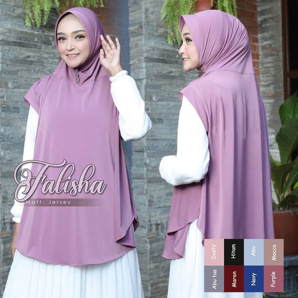 Khimar Bergo Syari Falisha Jersy / Instant Hijab / Sports Hijab ...