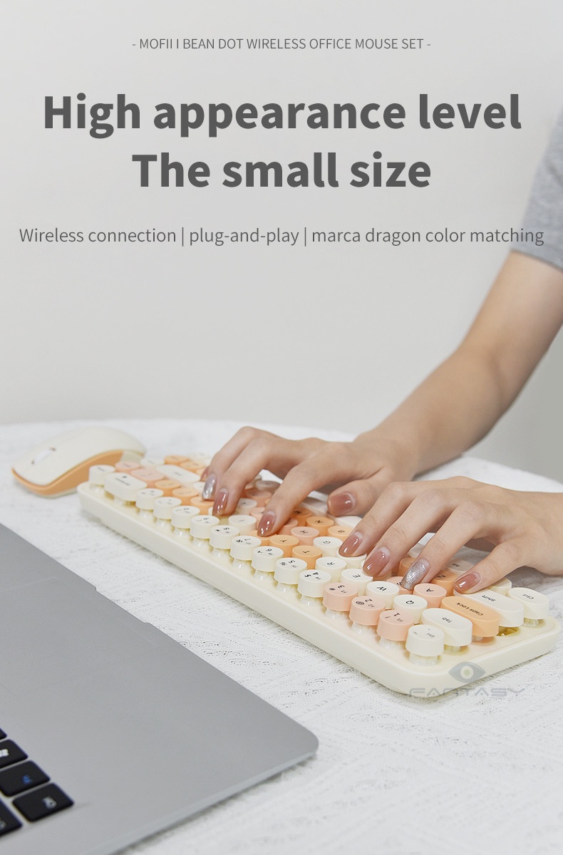 MOFii iMini Cute Mute Wireless Keyboard and Mouse Set Home Office ...