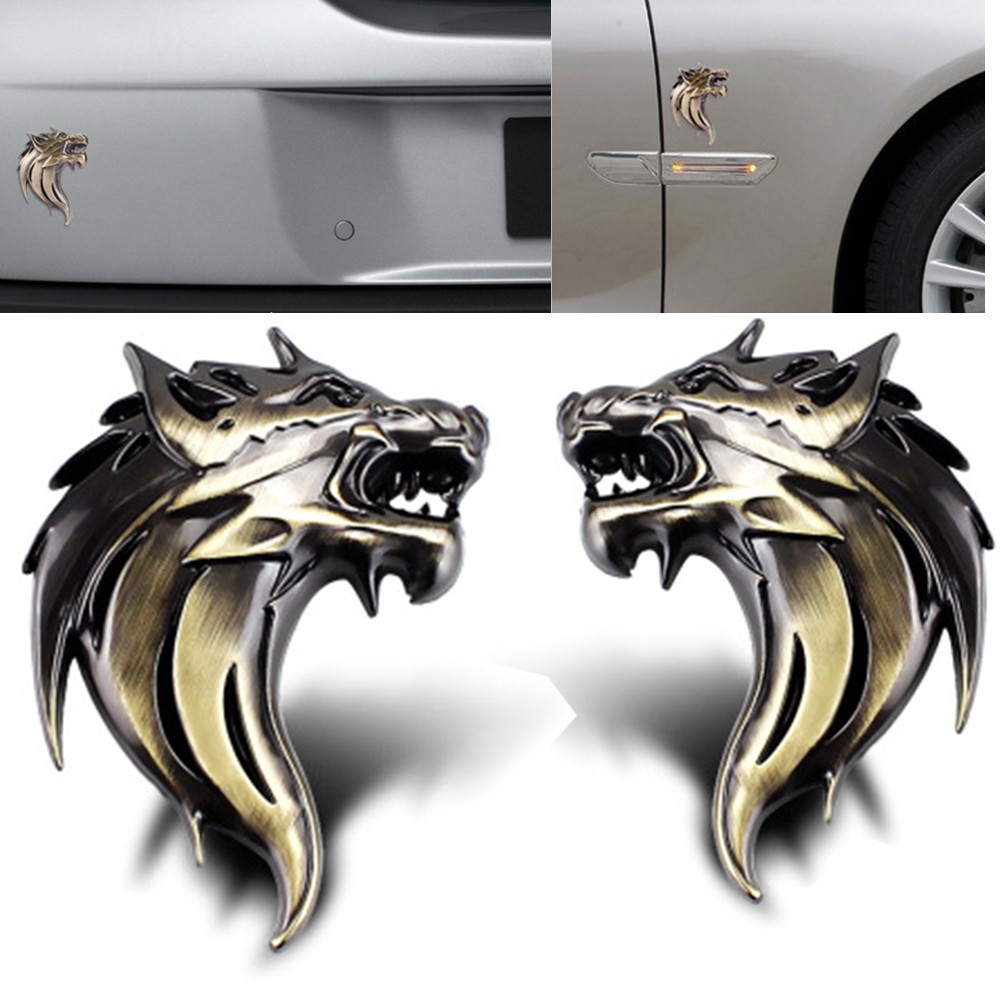 1pcs 3D Car Stickers Cool WOLF Logo Car Styling Metal wolf Badge Emblem ...
