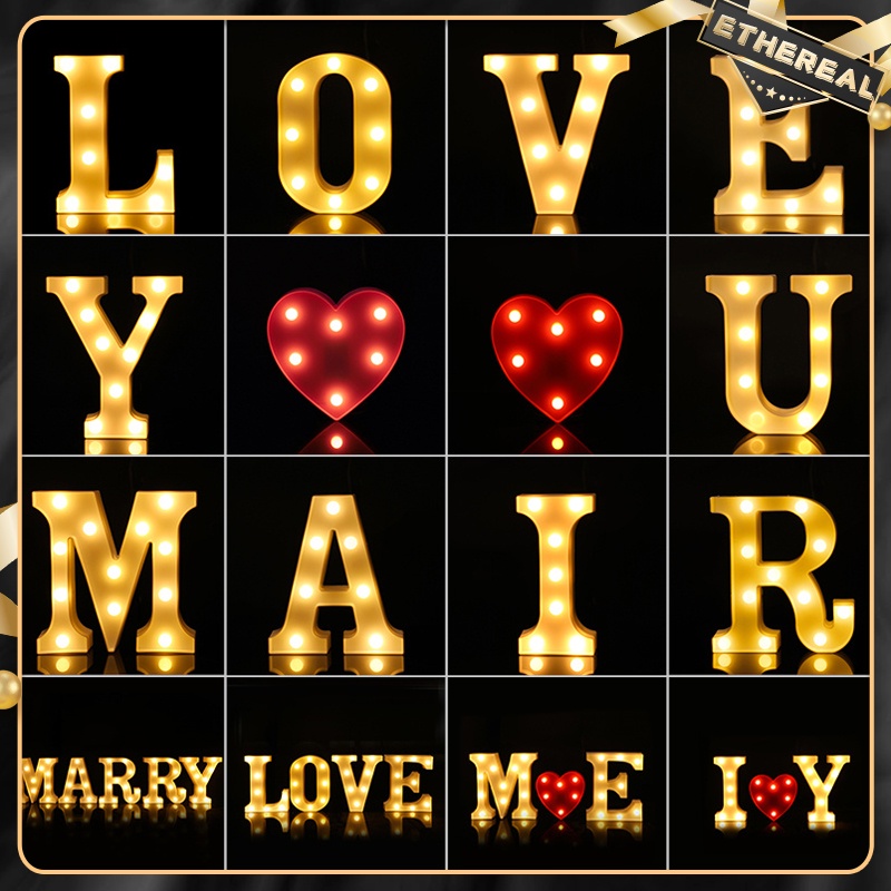 Mini DIY 3D Letter LED Night Light Alphabet Decor Lamp Christmas ...