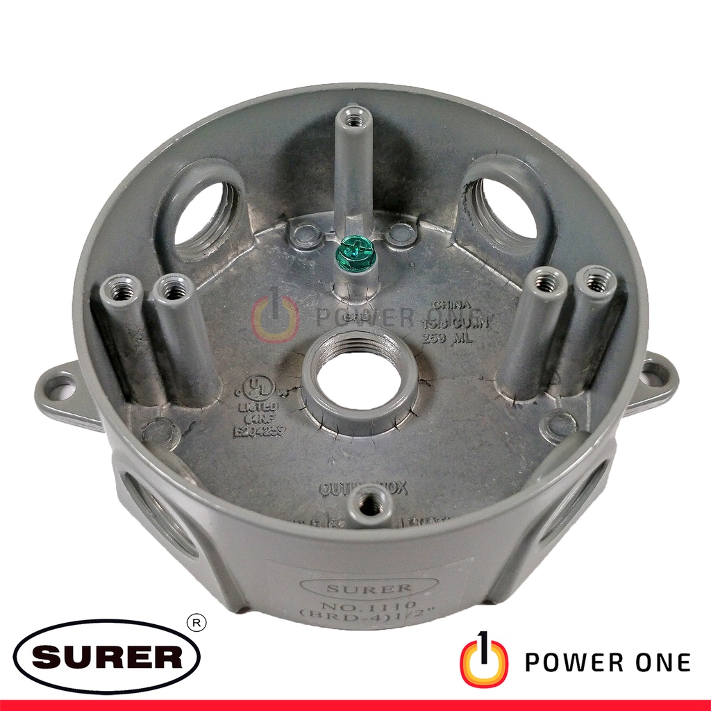 Surer 1110 Cast Aluminum 4" Utility Box, Five 1/2" Holes (1100 Series ...