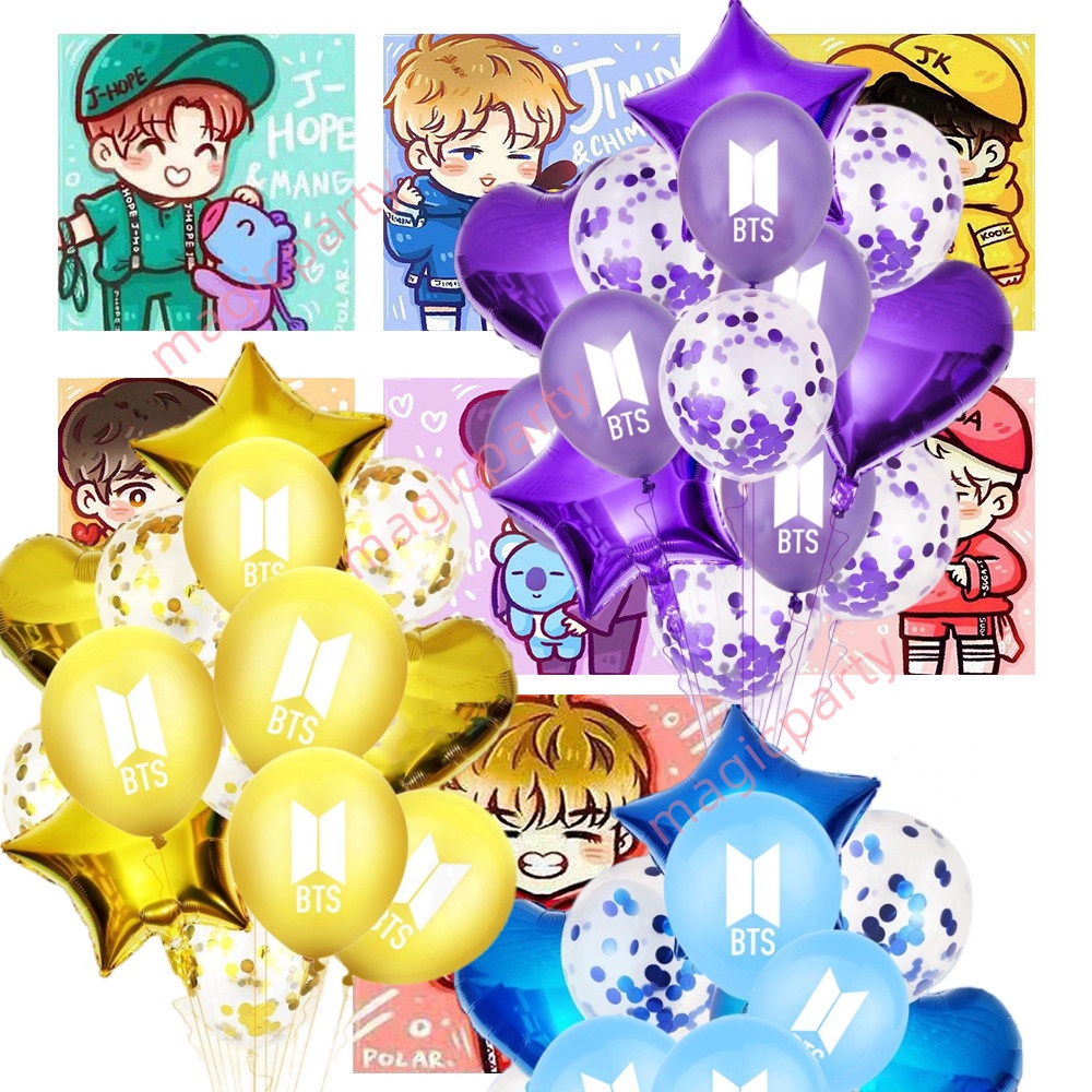 14pcs BTS Toys Balloons V Jungkook Foil Latex Balloon Combination ...