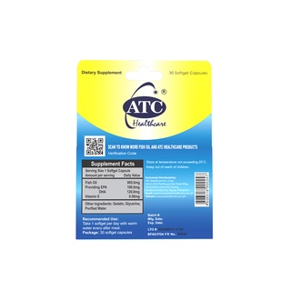 ATC HEALTH Fish Oil 1000mg 30 Soft gel Capsules | Shopee Philippines