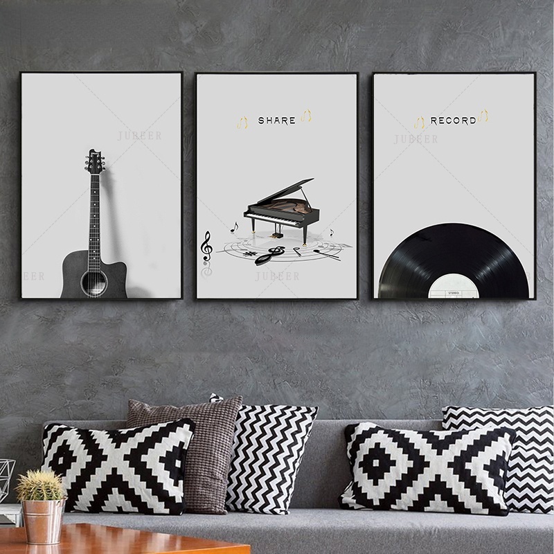 Nordic Style Music Art Poster Guitar Poster Piano Record Wall Picture ...